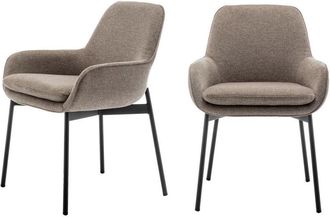 DRAWER Drawer - Lot de 2 fauteuils de table en tissu et métal - Taupe - haas