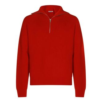 Jil Sander Pull &agrave; col roul&eacute; et demi-zip - Homme - Pulls - Rouge - Taille: M