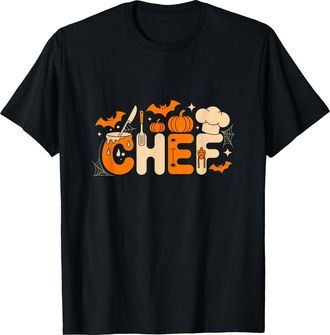 Shinkai Halloween Chef Gruselige Kürbisfledermäuse Kessel T-Shirt
