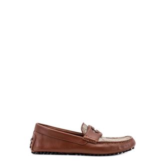Gucci Leder Loafer mit GG Logo - - Shoes - Herren - Braun - 39 EU