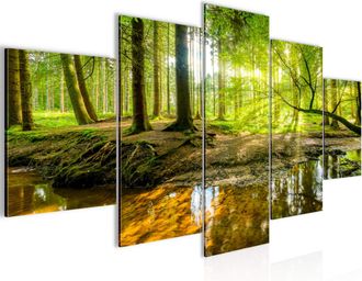Runa Art Bild Schlafzimmer Wohnzimmer Wald Landschaft 5 Teilig Natur Grün Wandbilder auf Vlies Leinwand 611753a