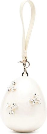 Simone Rocha Micro sac oeuf bandouli&egrave;re perl&eacute; avec - Femme - Sacs - Blanc - Taille: ONE Size