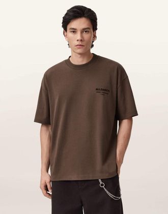 AllSaints Xander - T-Shirt in Bitterbraun mit Rundhalsausschnitt-Brown