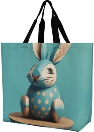 Generic Lapin En Bois Sac Cabas D&eacute;contract&eacute; Tote Bag Imperm&eacute;able Sac A Main Femme Pour Gym Quotidienne Plage