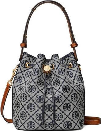 Tory Burch Femme, Sacs, Bleu, Taille: ONE Size T Monogram Bucket Bag