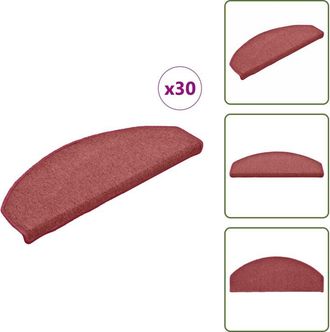 vidaXL The Living Store Stufenmatten 30 Stk. 65x24x4 cm Bordeaux Halbrund Gro&szlig; - Treppenmatten Bordeaux