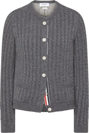 Thom Browne Kaschmircardigan mit Zopfmuster - Grau