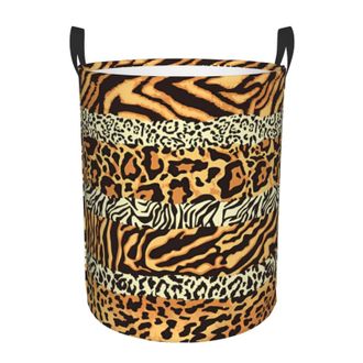 Generic Gestreifter Tierdruck Aufbewahrungskorb Rund W&auml;schekorb Wasserdichter W&auml;schetonne F&uuml;r W&auml;schesack Kuscheltier Spielzeug
