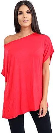 Janisramone Femmes Dames Nouveau Plaine De Le &Eacute;paule Batwing Manche Bardot Baggy Surdimensionn&eacute; T-Shirt Tee Top