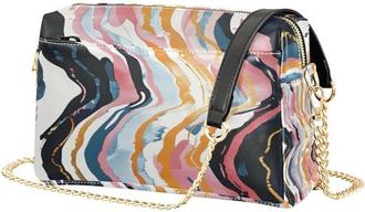 Mnsruu Sacs à bandoulière pour femme, sac à main en cuir à rayures aquarelles colorées