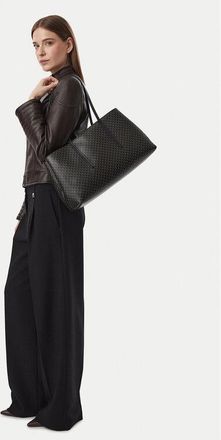 Calvin Klein Handtasche Emblem Aop Medium Work Tote LV04F3786G Schwarz