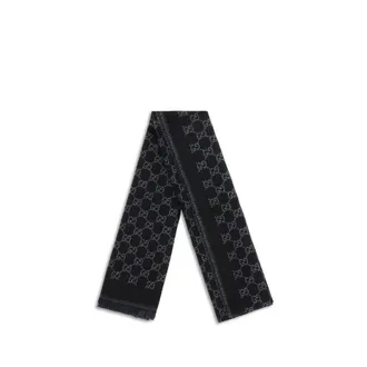 Gucci GG Monogram Merino Wool Scarf - Black