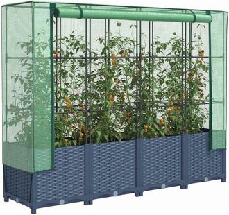 vidaXL Vidaxl - Jardini&egrave;re sur&eacute;lev&eacute;e avec housse aspect rotin 160x40x138 cm