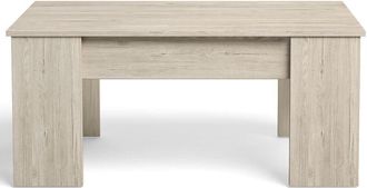 PEGANE Table basse relevable de salon en panneaux de particules et mélamine chêne - Longueur 100 x Profondeur 50 x Hauteur 45 cm Pegane