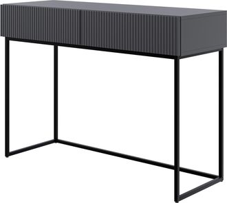 Selsey Schminktisch Makeup Tisch Frisiertisch Kosmetiktisch 110 cm Mit 2 Schubladen Veldio Schwarz Schwarze Beine