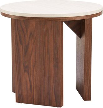Oviala Table basse effet bois ronde diam 50 cm bois fonc&eacute;
