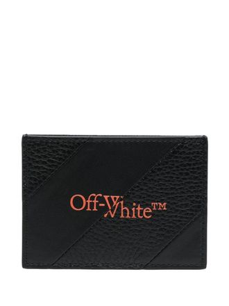 Off-white porte-cartes en cuir &agrave; logo imprim&eacute; - Noir