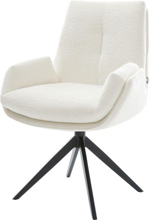 DELIFE Esszimmerstuhl Clea-Flex Kreuzgestell breit Schwarz Boucl&eacute; Soft Beige 360&deg; drehbar Wippfunktion