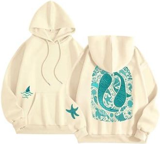 Generic Sweat &agrave; capuche 2026 pour femmes avec cordon de serrage, manches longues, &eacute;paules tombantes et poche, beige, XXL