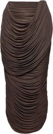 Magda Butrym Femme, Jupes, Brun, Taille: 36 FR Jupe Midi Drapp&eacute;e en Soie
