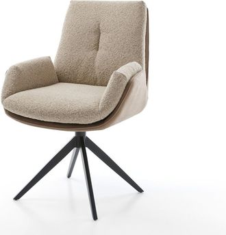 DELIFE Drehstuhl Clea-Flex Materialmix Schlamm Kreuzgestell breit Schwarz 360° drehbar Wippfunktion, Esszimmerstühle