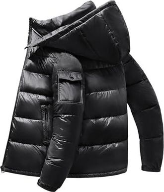 Heekpek Veste Homme &agrave; Capuche Manteau Homme Hiver Blouson Chaude Hydrofuge Parka Manteaux Matelass&eacute;e en Coton Vestes de Randonn&eacute;e Ski, Noir brillant, XXL