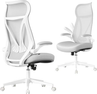 Songmics Fauteuil de Bureau, Chaise de Bureau, Dossier Ergonomique, Hauteur R&eacute;glable, Accoudoirs Relevables, Chaise Pivotante avec Appui-T&ecirc;te, Supporte