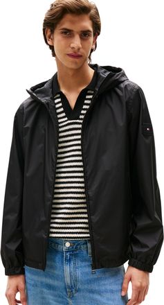 Tommy Hilfiger Herren &Uuml;bergangsjacke Hooded mit Kapuze, Schwarz (Black), M