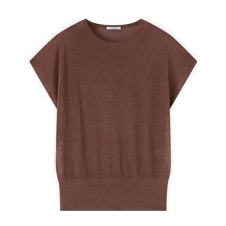 Motivi Strickpullover aus feinem Viskose-Lurex-Mischgarn - - Knitwear - Damen - Braun - S