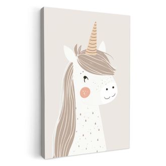 MuchoWow &copy; Bild auf Leinwand 60x90 cm Schlafzimmer Bilder Kinderzimmer Wand Deko Modern Wanddeko Bilderwand Geschenk f&uuml;r Kinder Einhorn - Kinder - M&auml;dchen - Ei