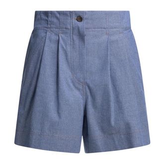 Moncler Plissierte Shorts mit hoher Taille - - Shorts - Herren - Blau - M