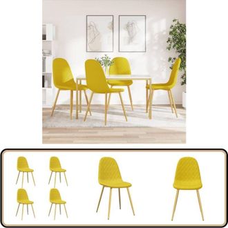 vidaXL Esszimmerstühle 4 Stk. Senfgelb Samt - Esszimmerstühle - Samtstühle - Sessel - Bequeme Stühle - Goldene Stuhlbeine