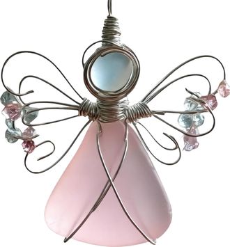 Generic Handgefertigter Engel aus Treibglas, bunter Glasengel mit silbernen Drahtfl&uuml;geln, einzigartige Stranddekoration zum Aufh&auml;ngen mit Seil, Weihnachten un