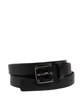 Dolce & Gabbana Mens Black Double Strap Leather Silver Buckle Belt Calf