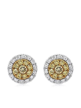 HYT Jewelry boucles doreilles en or blanc et jaune 18ct pavées de diamants - Argent