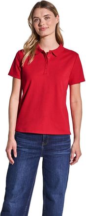 Street One Damen A322942 Poloshirt mit Rippstruktur, Glory red, 34