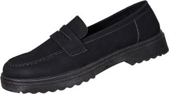 Generic Chaussures de marche &agrave; enfiler pour femme - Large largeur - Bout rond - Couleur unie - Classique - Plat - Talon bas - Confortables - D&eacute;contract&eacute;es - C