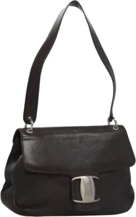 Ferragamo Pre-owned Cuir sacs-main - Femme - Pre-owned - Brun - Taille: ONE Size