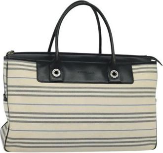 Burberry Pre-owned Toile sacs-main - Femme - Pre-owned - Beige - Taille: ONE Size