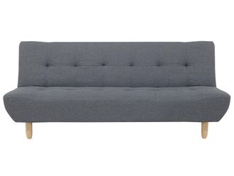 Beliani 3-Sitzer Sofa Schlaffunktion Stoffbezug dunkelgrau gesteppt Schlafsofa Alsten