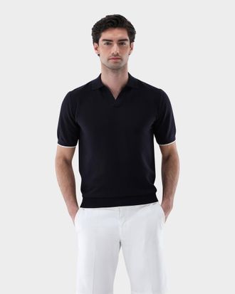 van Laack V-Polo gestrickt mit feiner Struktur