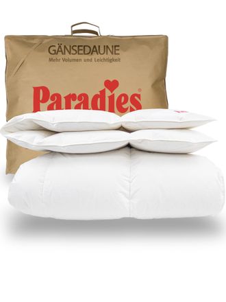 Paradies Daunendecke 155x220 cm Winter 1.120g - Gabi 90, Winterdecke mit Baumwollbezug + RDS-zertifizierten G&auml;nsedaunen/-Federn 90% Daunen + 10% Federn