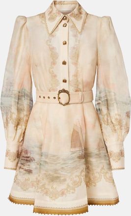 Zimmermann Minikleid Rebellion Marine aus Leinen und Seide