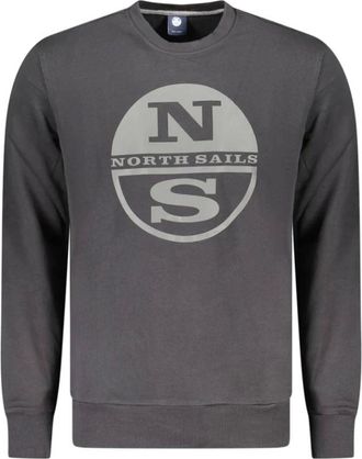 North Sails Homme, Pulls, Noir, Taille: XL SweaT-shirt en Coton Noir avec Logo Imprim&eacute;