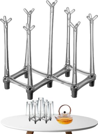 Generic Trocknungsbehälter: Einstellbarer Abtropfständer aus Glas | Platzsparende Küchentrocknungstablette mit nicht verschiebbarem Boden, robustes Design mit