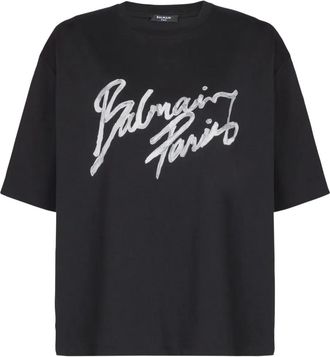 Balmain T-Shirt mit Logo-Print - Schwarz