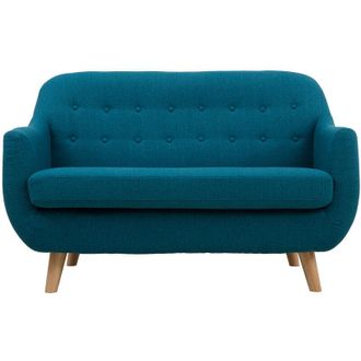 Miliboo Miliboo - Canap&eacute; scandinave d&eacute;houssable 2 places en tissu bleu canard et bois clair ynok