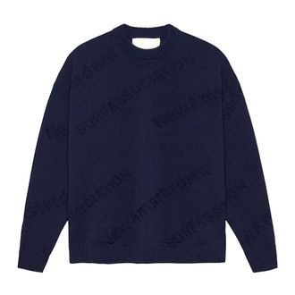 New Amsterdam Surf Association Logo Jacquard Rundhals - - Knitwear - Herren - Blau - XL
