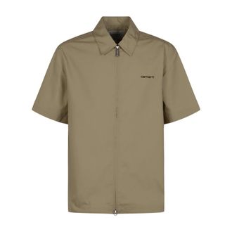 Carhartt Work in Progress Homme, Chemises, Beige, Taille: L S/S Postal Zip Shirt