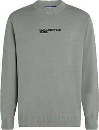 Karl Lagerfeld Karl Lagerfeld Jeans, Homme, Pull En Maille Avec Logo, Coupe R&eacute;guli&egrave;re, Gris, XL